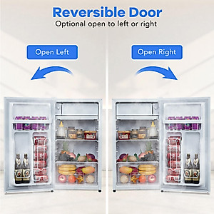 4.3 Cu.Ft Single Mini Refrigerator-Freezer Compartment-Adjustable Thermostat Control-Reversible Doors-Ideal for Dorm, Office, Rv, Garage, Apartment