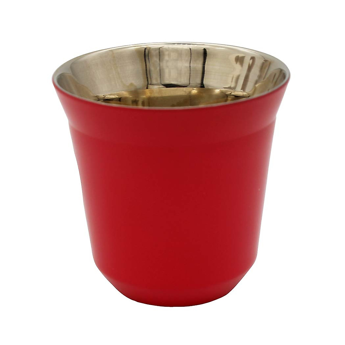 Abcsea 1 Piece Stainless Steel Coffee Cup, Stainless Steel Espresso Cups, Double Wall Thermally Insulated Capsule Coffee Cup, Red 80 ml