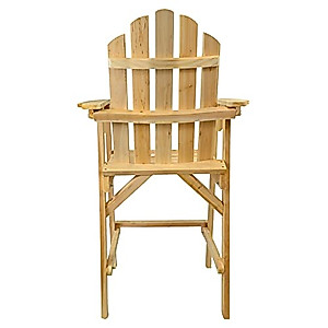 Westcharm Balcony Tall/Counter High Adirondack Chair with Footrest for Outdoor Outside Garden - Unfinished Natural Wood