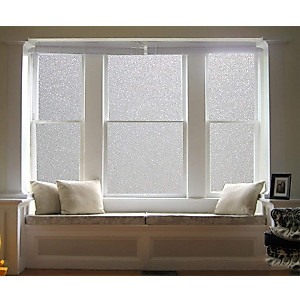 Window Privacy Film,Frosted Glass Window Film Window Cling Privacy Film Striped Pattern +Qualsen Window Privacy Film Frosted Glass Window Film Matte White