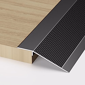 4 inch Floor Transition Strip, 36" Threshold Ramp, Aluminum Exterior Door Thresholds for Wheelchair Access Wood Tile Vinyl Flooring, Extra Wide Metal Entrance Door Edge Trim, Black,1Pack