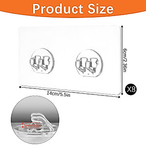 8 Pack Shower Caddy Adhesive for Replacement, Strong Adhesive Sticker Hooks Transparent Adhesive Wall Hooks No Drilling for Shower Caddy Basket Shelf Bathroom Storage Corner Shelves Kitchen Racks