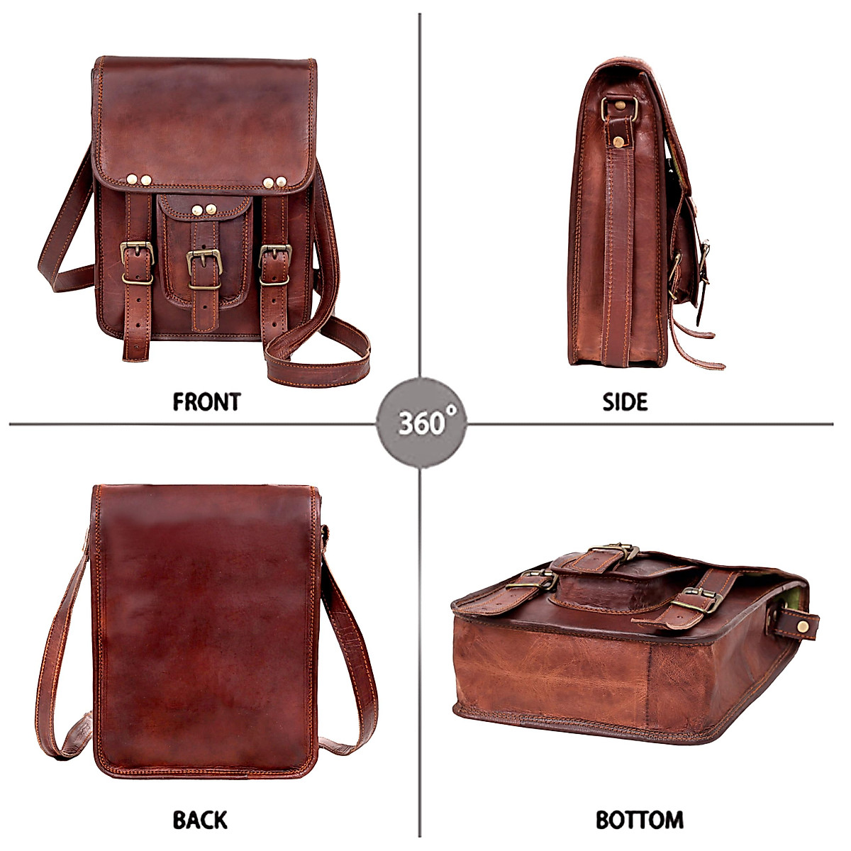 Vintage Tablet Genuine Vintage Leather ipad/tab/Kindle Satchel Crossbody Shoulder Bag 11 Inch