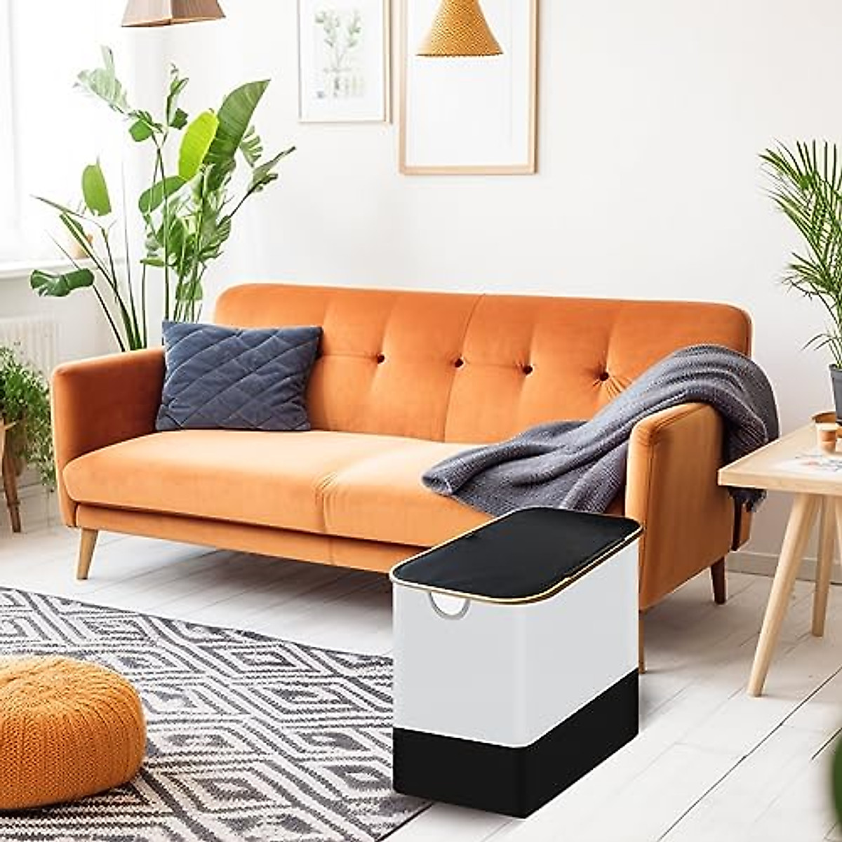 ROPECUBE 145L laundry basket with Lid, Large Foldable Laundry Hamper for laundry with net bag,Clothes Basket Organizer with 2 storage bag for Bedroom and Bathroom (Black and White)