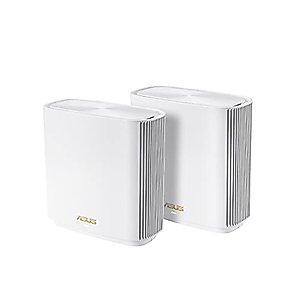 ASUS ZenWiFi Whole-Home Tri-Band Mesh WiFi 6E System (ET8 2PK), Coverage up to 5,500 sq.ft & 6+Rooms, 6600Mbps, New 6GHz Band, AiMesh,Instant Guard