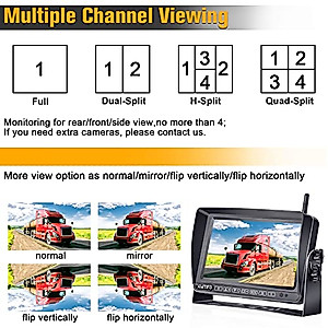 AMTIFO RV Backup Camera Wireless HD 1080P 8 Inch Touch Key Monitor Trailer Rear View System for Truck 5th Wheel Camper Reverse Cam DVR Split Screen 4 Channels Compatible with Furrion Pre-Wired RVs A5