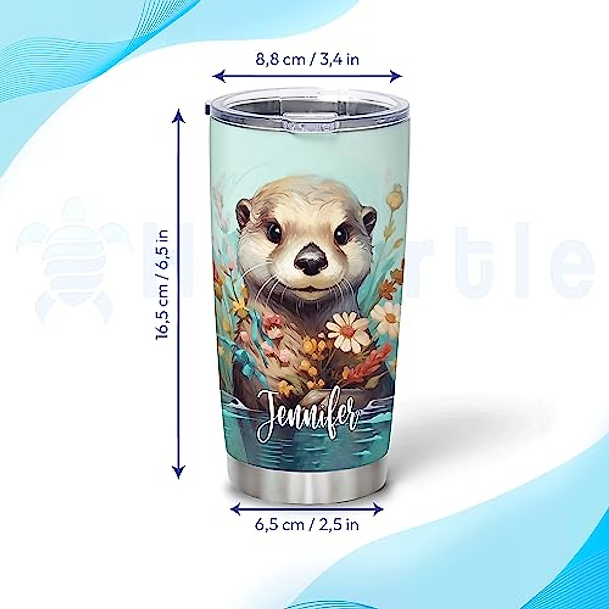 Hyturtle Personalized Otter Tumbler, Just A Girl Who Loves Otters Tumbler Cup With Lid 20oz 30oz Stainless Steel Double Wall Vacuum Insulated Tumbler Coffee Mug Birthday Gifts For Girl Women
