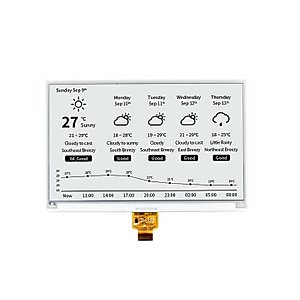 waveshare 7.5inch E-Ink Raw Display Compatible with Raspberry Pi 5/4B/3B/Zero/Zero W/Zero 2W/Pico/Pico W/Pico WH 800×480 Resolution with SPI Interface Without PCB