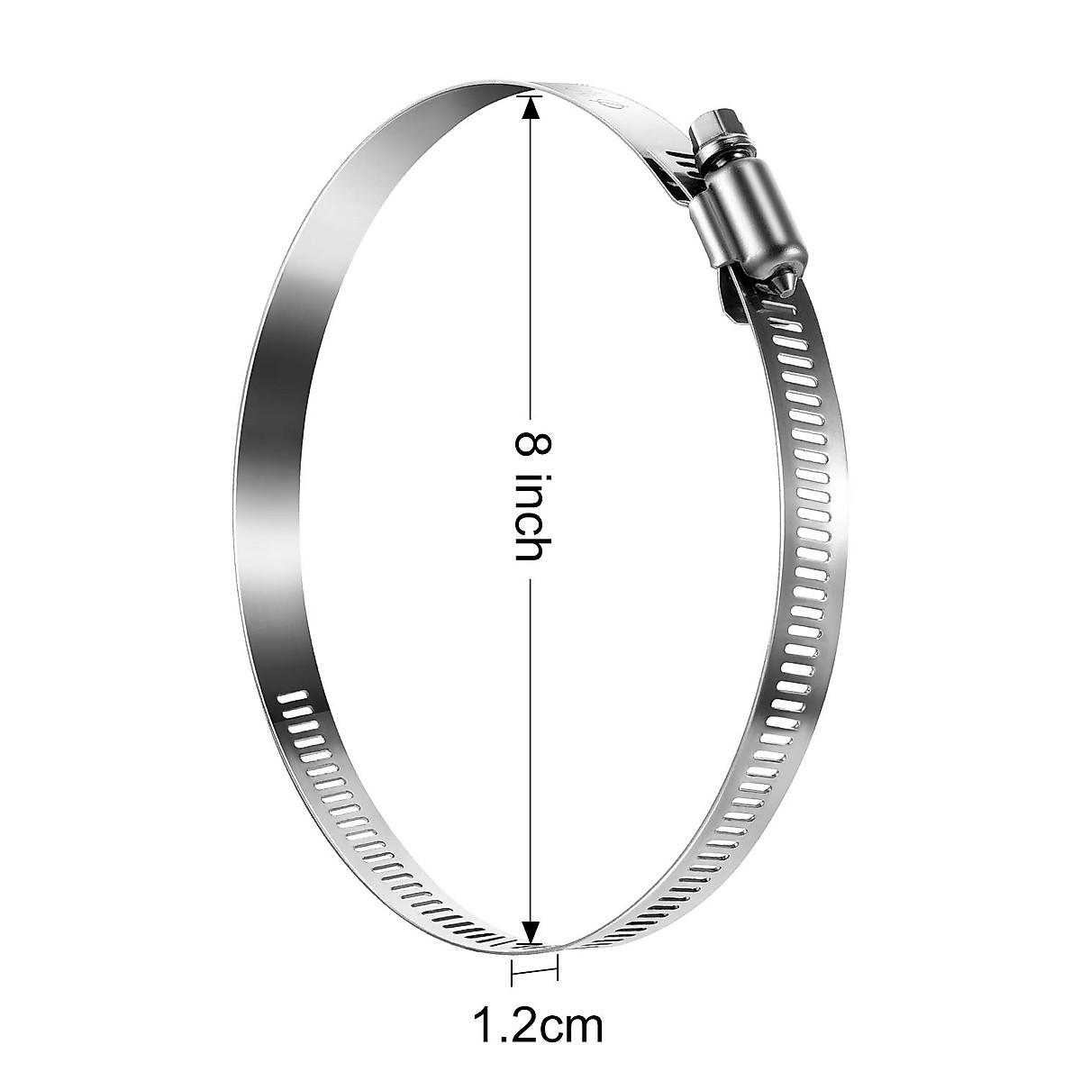 4 Pieces Adjustable 304 Stainless Steel Duct Clamps Hose Clamp (8 Inch)