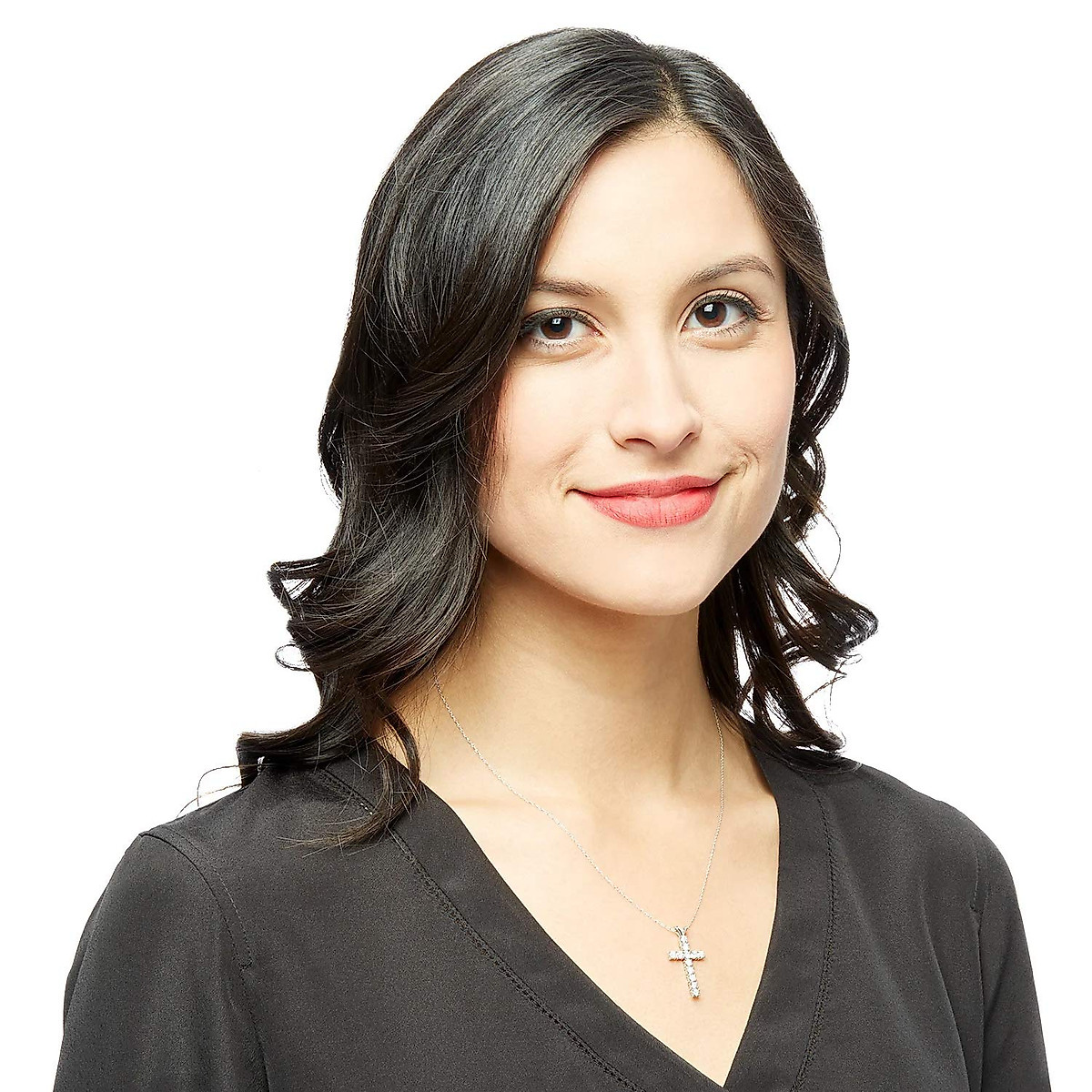 P3 POMPEII3 1 Ct Diamond Cross Pendant Necklace 18" 14k White Gold