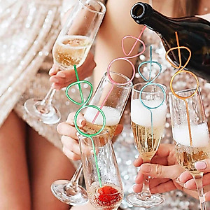 Adikoo Bachelorette Party Decorations Straws 11 pcs -1 White Large Bride Straw + 10 Diamond Ring Straws,Bridal Shower Decorations Bachelorette Party Favors Engagement Party Supplies