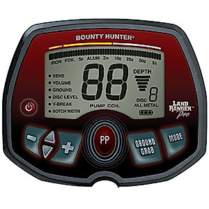 Bounty Hunter Land Ranger Pro Metal Detector, 11 Inch Waterproof DD Searchcoil, Adjustable Length, Lightweight, Ergonomic, Comfortable Padded handgrip, and armrest, Detect Coins Up To 10 Inches Deep
