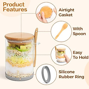 ComSaf 19oz Glass Jars with Lids and Spoons Set of 6, Sugar Coffee Containers Salt Spice Jars, Jars with Spoons for Loose Tea, Candy, Brown Sugar, Nuts, Overnight Oats Containers with Lids,