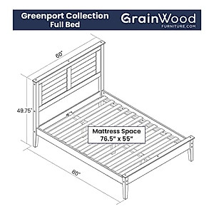 Grain Wood Furniture Greenport Solid Wood Platform Bed, Full Size, Brushed Driftwood