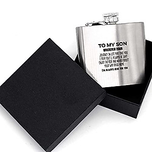 Son Gifts from Mom and Dad, Graduation Gifts for Him - To My Son Always Here for You, Son Birthday Gifts Personalized, Flasks for Liquor for Men Hip Flask 5 oz