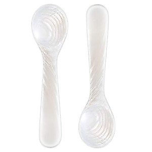 Set of Caviar Spoons Shell Spoon Mother of Pearl Caviar Spoons W Round Handle for Caviar, Egg, Ice Cream, Coffee, Restaurant Serving (2 Pieces,3.54 Inches)