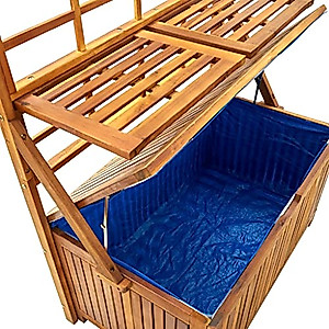 loibinfen Storage Box with Trellis 39"x21.7"x63" Solid Acacia Wood Patio Garden Outdoor Storage Container for Toys, Furniture Deck box (Weight:63.93 lbs)