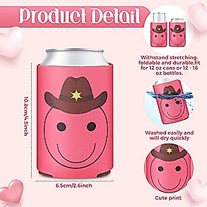 16 Pieces Cowgirl Bachelorette Party Decorations Disco Cowboy Bachelorette Can Sleeves Can Coolers Pink Can Covers Insulated Neoprene Drink Holder for Bridal Shower Wedding, Fit 12-16 oz