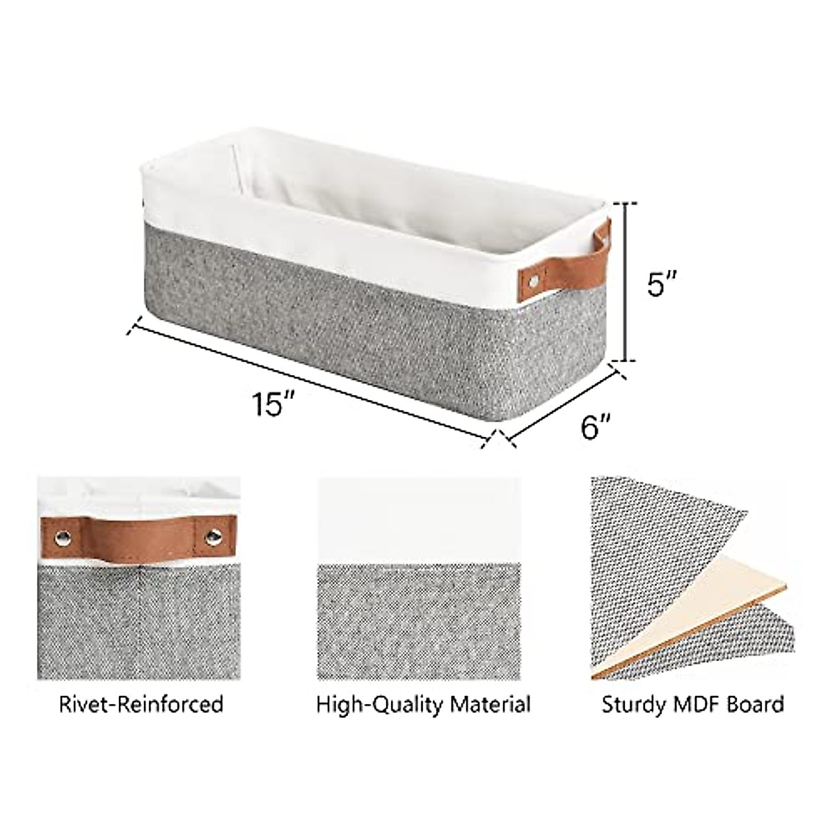 StorageWorks 2-Pack Narrow Storage Bins with 3-Pack Foldable Storage Baskets