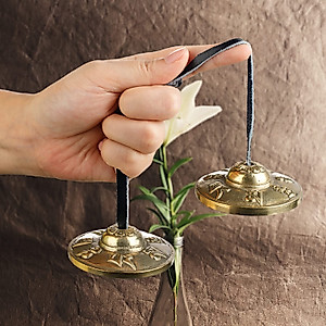 ZenBless Tibetan Tingsha Cymbals 2pcs, with Storage Box and Fabric Case, Meditation Sanskrit Brass Chime Bells for Spiritual Healing Mindfulness, Yoga Buddhist, Relaxation Musical Instruments