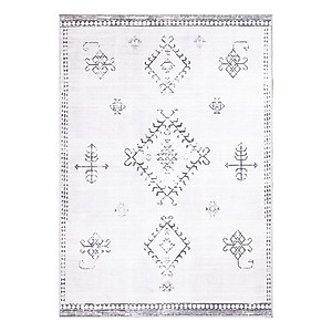 Bloom Rugs Mysia Washable 4x6 Rug - Ivory/Black Modern Geometric Area Rug for Living Room, Bedroom, Dining Room, and Kitchen - Exact Size: 4' x 6'