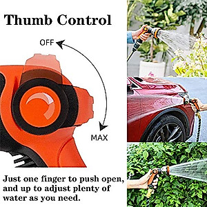 Garden Hose Nozzle Spray Nozzle,10 Hose Metal Duty Watering Patterns Thumb Control On Off Valve, High Pressure Nozzle Sprayer for Watering Plants, Car Wash,Cleaning,Showering Pets