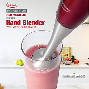 Betty Crocker WACBC3302CMR Hand Blender with Mixing Beaker and Lid, One Size, Red