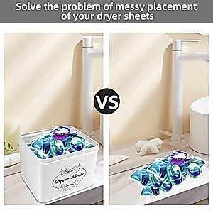 Farmhouse Dryer Sheet Holder with Lid for Laundry Room Decor,Dryer Sheet Container for Laundry Room Organization,Laundry Dispenser,Space Saving Laundry Room Storage, White