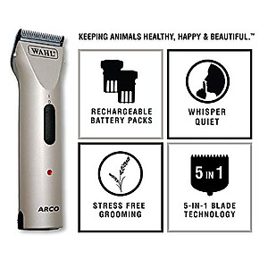 WAHL Professional Animal Arco Pet, Dog, Cat, and Horse Cordless Clipper Kit, Champagne (8786-452)