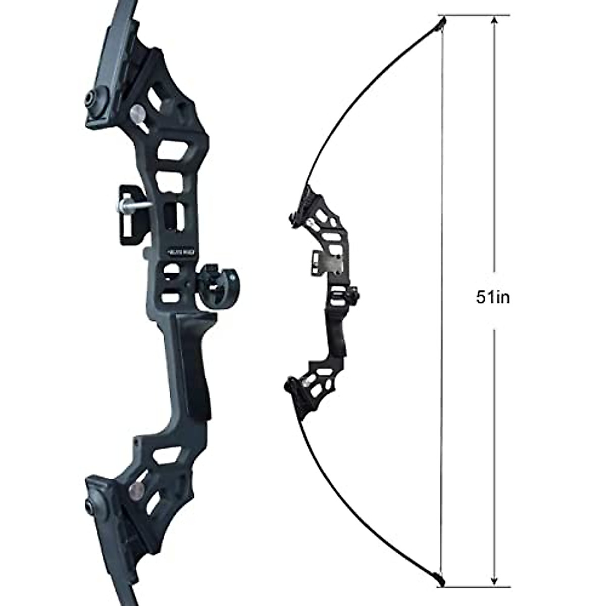 Monleap Archery 51" Takedown Recurve Bow and Arrows Set for Adults Metal Riser Longbow Kit Right Hand Straight Bow for Beginner Hunting Shooting Practice 30 40 50lb (50lb, Black)