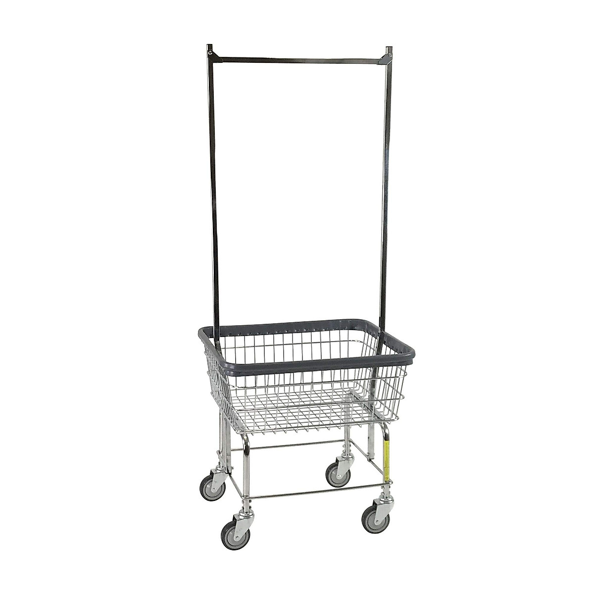 R&B Wire™ 96B58 Residential Rolling Wire Laundry Cart with Double Pole Rack, 2.5 Bushel, Chrome
