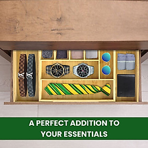 YKL Bamboo Expandable Drawer Organizer, Utensil Holder, Adjustable Cutlery Tray, Wood Drawer Dividers Organizer for Silverware, Flatware, Knives in Kitchen, Office Supplies, Bedroom, Living Room