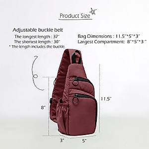 ODODOS Crossbody Sling Bag with Adjustable Straps Small Backpack Lightweight Daypack for Casual Hiking Outdoor Travel, Wine