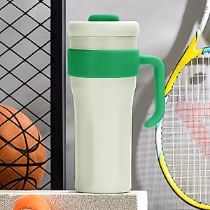 40oz Insulated Tumbler with Lid and Straw, Stainless Steel Water Bottle Cups with Handle, Leak-proof Travel Coffee Mug for Hot and Cold Beverages (Green)