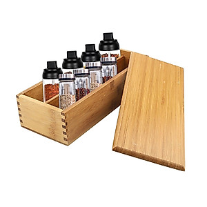 Tomotato Bamboo Silverware Storage Box, Utensil Drawer Organizer Japanese Chopsticks Box with Lid Utensil Holder Organizer Container for Home Kitchen