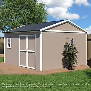 MUPATER 10 ft x 12 ft Outdoor Wood Shed with Metal Roof, Lean-to Storage shed Garden Furniture Tools with Lockable Door and Vents for Garden, Patio