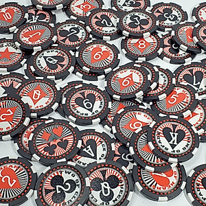 Poker Chip Cardians with Playing Cards Printed on Them - Perfect for Poker Runs - Includes Standard 52 Cards with 2 wilds & 1 Double Back
