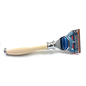 G.B.S 5 Blade Faux Fusion Compatible Razor with Chrome, Ivory