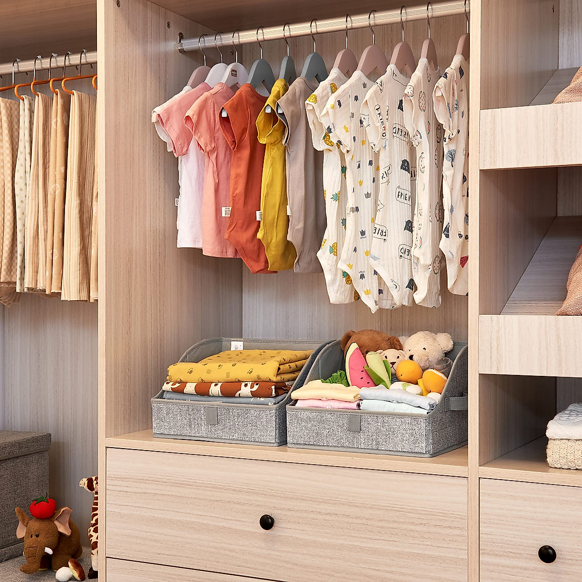 GRANNY SAYS Bundle of 3-Pack Storage Bins with Handles & 1-Pack Hanging Storage Shelves