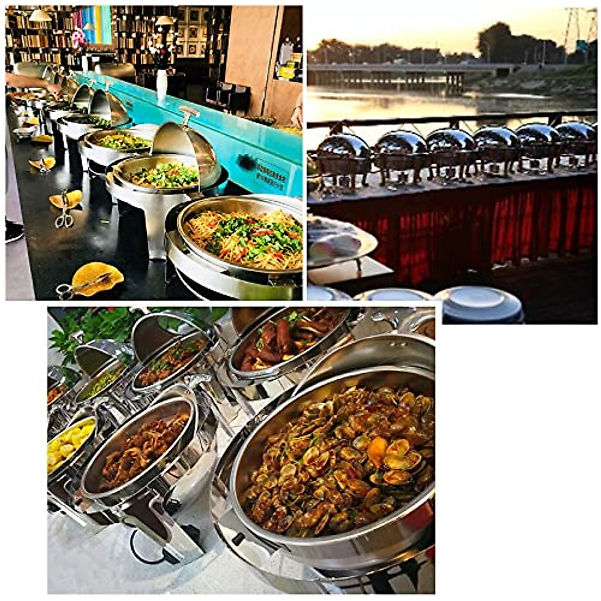 6L Stainless Steel Chafing Dishes 400W Electric Food Warmers Buffet Server for Parties Commercial/Home Chafing Dishes for Catering Hotels Restaurant (1/2 Size PAN)
