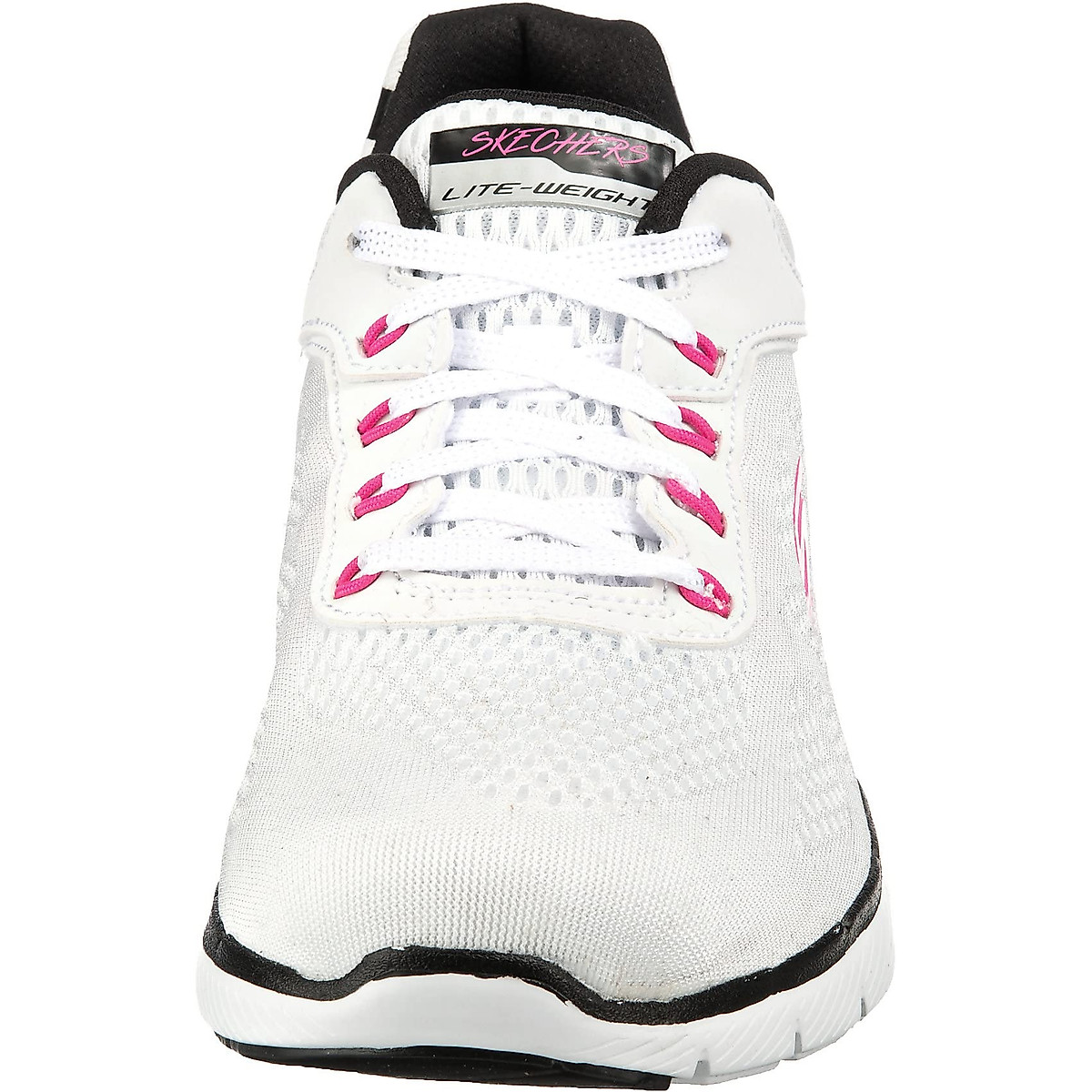 Skechers Flex Appeal 3.0 - Steady Womens Sneaker, White/Black/Hot Pink, 7.5