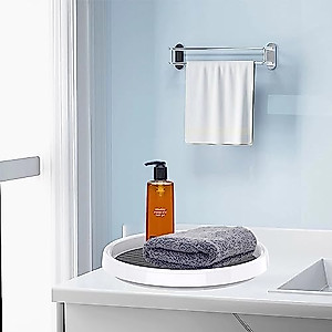 Pretireno Lazy Susan Turntable 1 Pack, Non-Skid Lazy Susan Organizer 10 Inch for Cabinet, Pantry, Kitchen, Countertop, Vanity Display Stand White/Gray