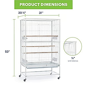 Prevue Pet Products Wrought Iron Flight Cage with Stand, Large Birdcage for Pets, Metal Cage Standing Birdcage, Chalk White