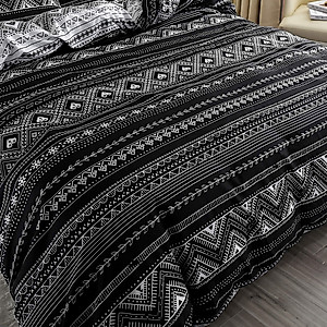 LAMEJOR Duvet Cover Set Queen Size Simplicity Black and White Striped Pattern Reversible Luxury Soft Bedding Set Comforter Cover (1 Duvet Cover+2 Pillowcases)