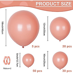 Dusty Rose Balloons Different Sizes, 105Pcs Dusty Pink Balloon Garland Arch Kit 18 12 10 5Inch Latex Wedding Mauve Balloon, Engagement Birthday Baby Shower Bride Anniversary Gender Reveal Party Decor