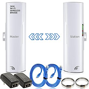 Wireless Bridge Point to Point Outdoor WiFi, Wireless Network Expansion Kit, Long Range High Speed 5G | 2 Units Bridge Kit Complete Pre-Configured - P2P Long Range (2Pack)