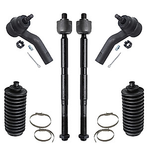 Detroit Axle - Front 6pc Tie Rods Kit for 12-18 Ford Focus, 13-18 Escape C-Max, 14-18 Transit Connect, 4 Inner Outer Tie Rods 2 Boots 2013 2014 2015 2016 2017 2018 Replacement
