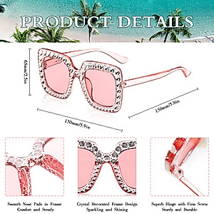 Matcheck 10 Pack Women Sparkling Crystal Sunglasses Oversized Square Diamond Thick Frame Glasses Funky Big Cool Eyeswear