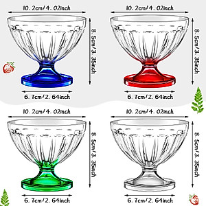 4 Pcs Ice Cream Bowls 8.5 oz Colorful Clear Acrylic Dessert Bowls Dessert Cups Footed Cute Plastic Trifle Bowl for Serving Sundae Salad Ice Cream Cocktail Condiment Fruit Snack Holiday Party