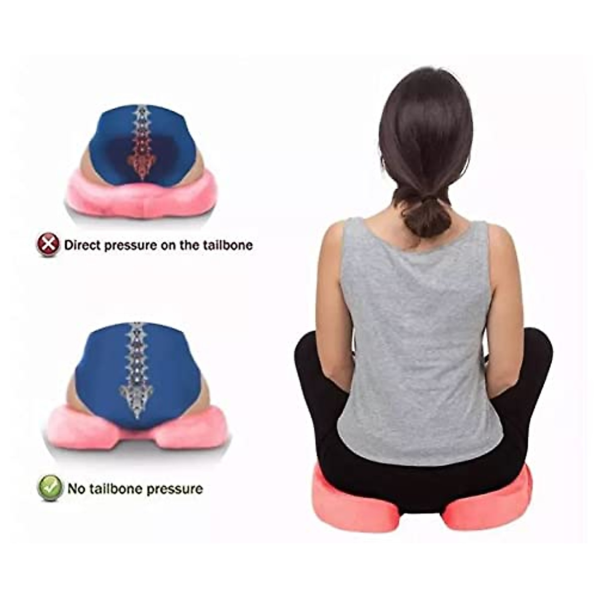 Comfort4U Orthopedic Memory Foam Seat Cushion for Car seat - Office Chair - Gaming Chair - Boat seat - Tailbone Cushion - Coccyx Cushion - Sciatica Pillow for Sitting (White, Mesh)